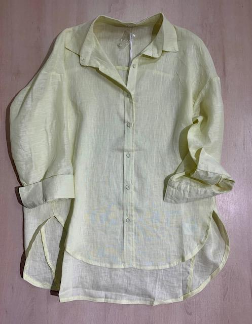 LITTLE LIES - Boyfriend Linen Shirt -Soft Lemon | Label A