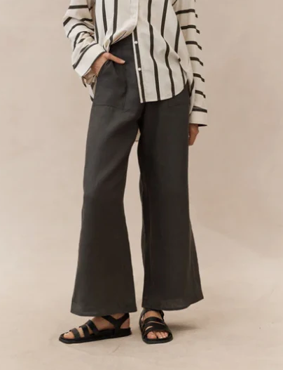 LITTLE LIES - Jude Linen Pant - Charcoal | Label A