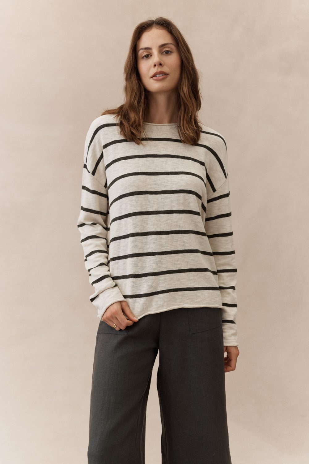 LITTLE LIES - Minnie Top - Cream Stripe | Label A